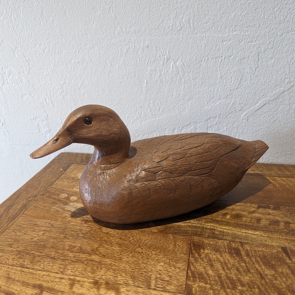 MCM | Accents | Wood Carved Duck Signed Crafttex American Wild Fowl ...